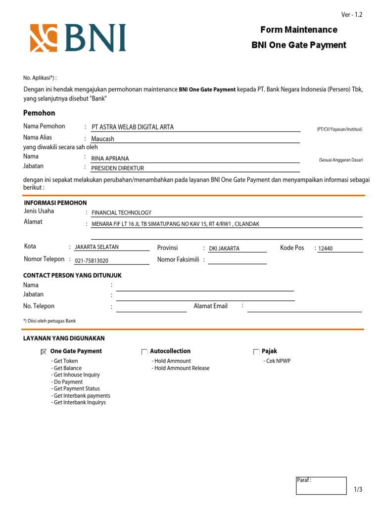 Form Maintenance BNI OGP Ver1.2 | PDF