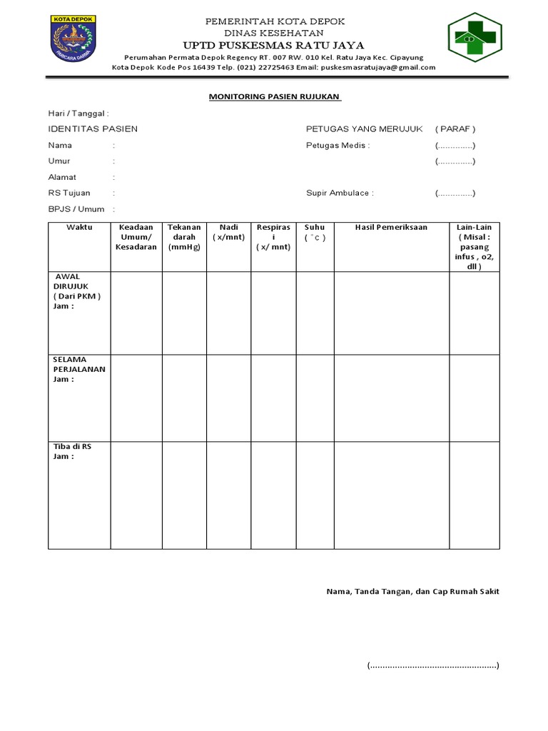 Lembar Monitoring Pasien Rujukan | PDF