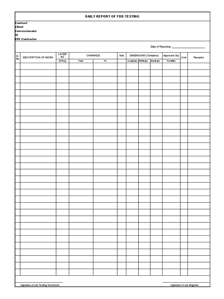 001 DAILY REPORT OF FDD TESTING | PDF