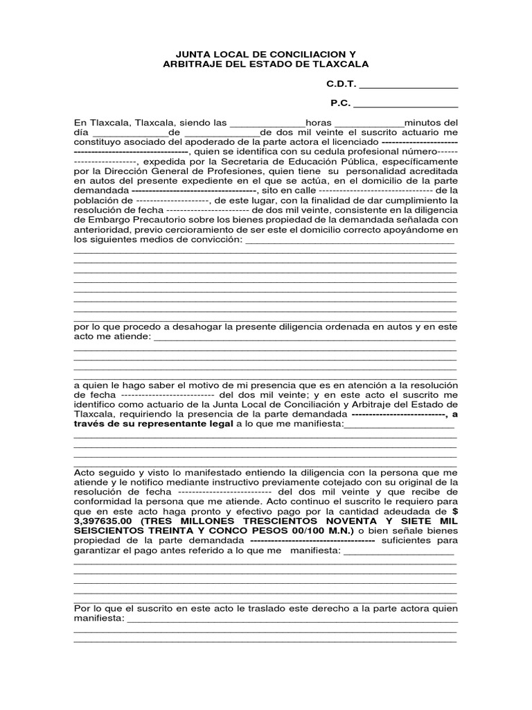 Diligencia de Embargo Precautorio | PDF Diligencia de Embargo Precautorio | PDF
