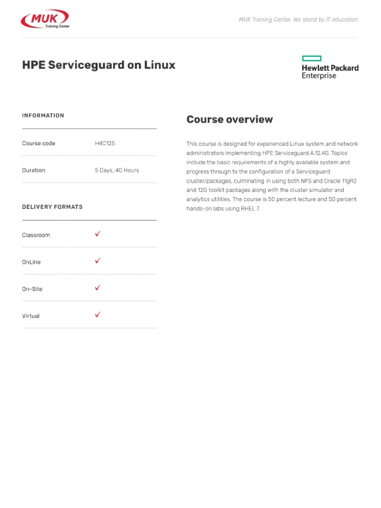 HPE Serviceguard On Linux | PDF