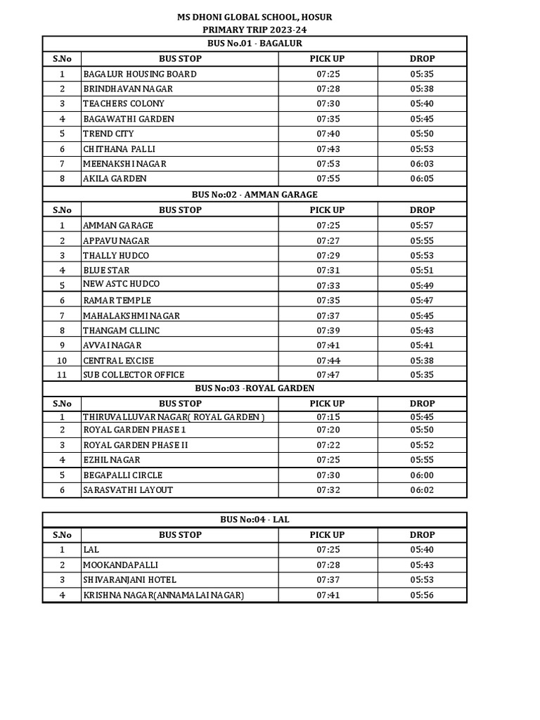 Mentors Day Bus Timing | PDF