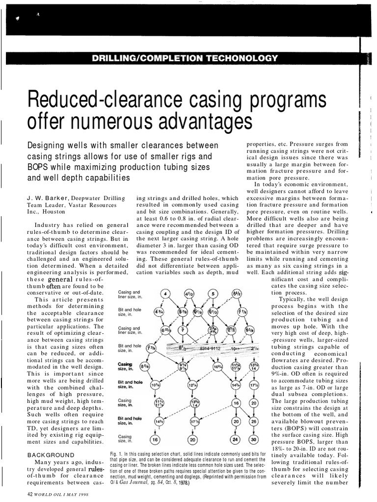 Advantages of Reduced-Clearance Casing Scheme | PDF | Casing (Borehole ...