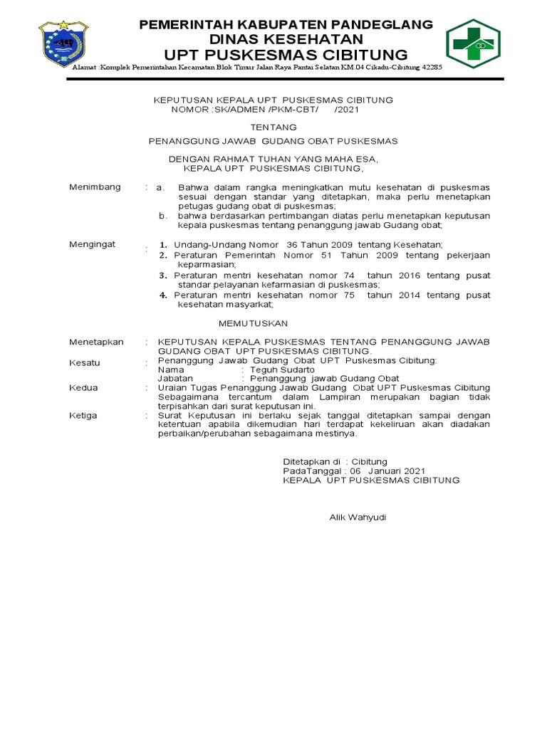 Sk Gudang Obat 2021 Pdf