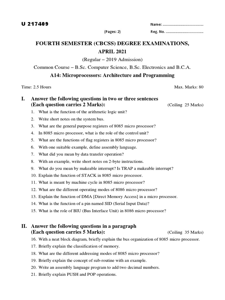 A14 Microprocessors Architecture and Programming | PDF | Central ...