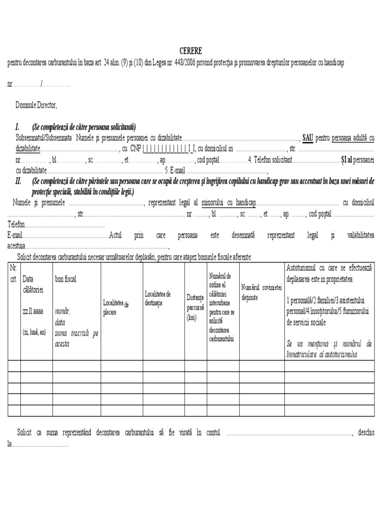 Cerere Decontare Carburant | PDF