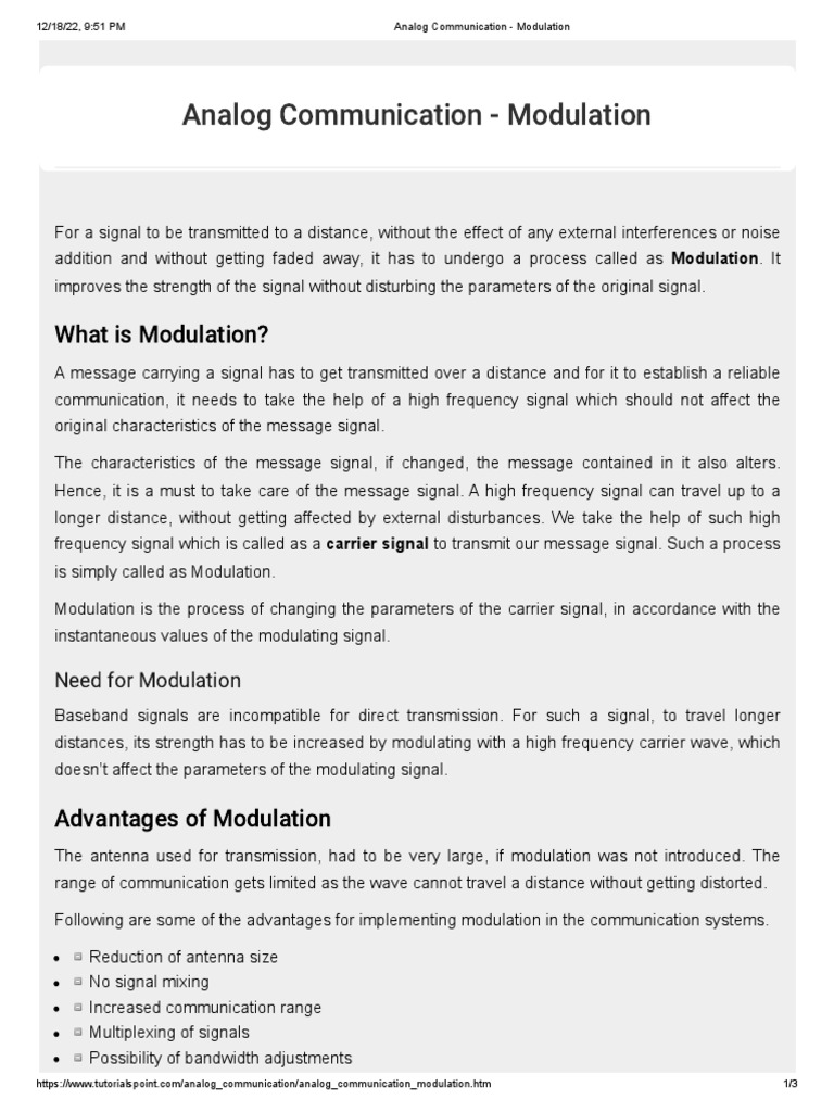 Analog Communication Modulation Pdf Modulation Electrical Engineering