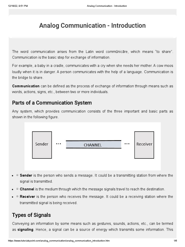 Analog Communication - Introduction | PDF Analog Communication - Introduction | PDF