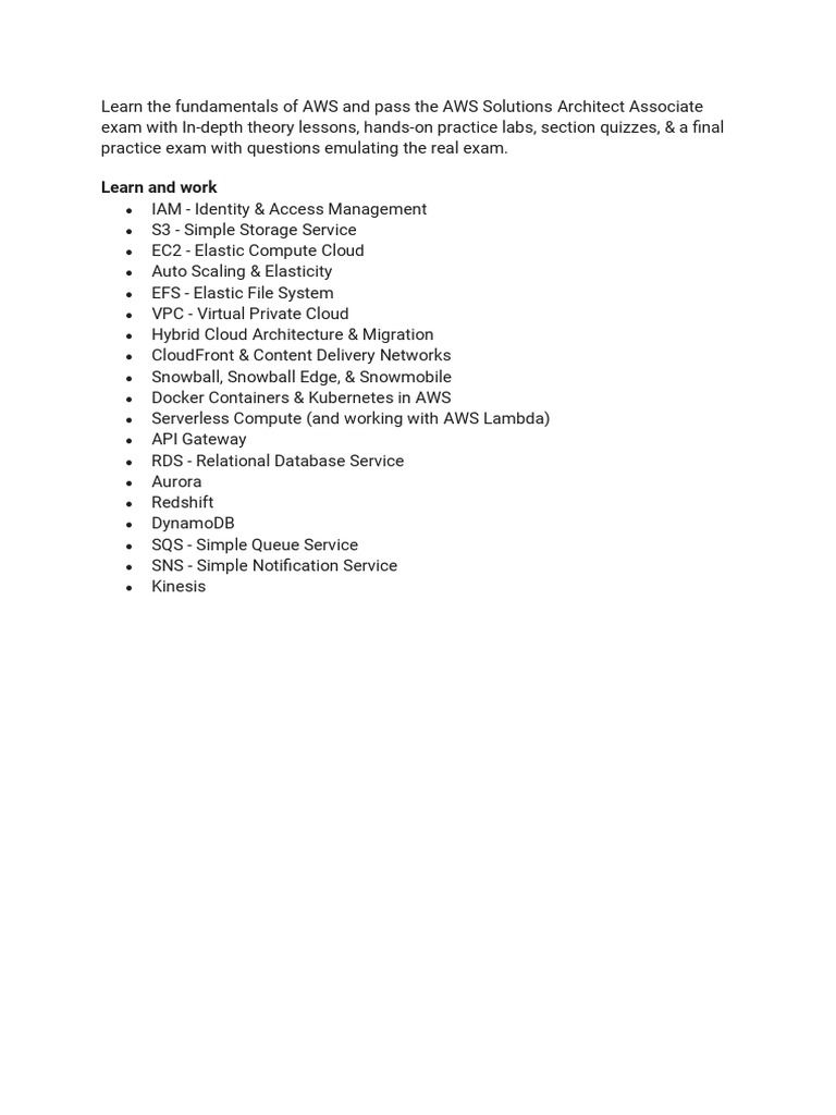 Learn The Fundamentals of AWS and Pass The AWS Solutions | PDF