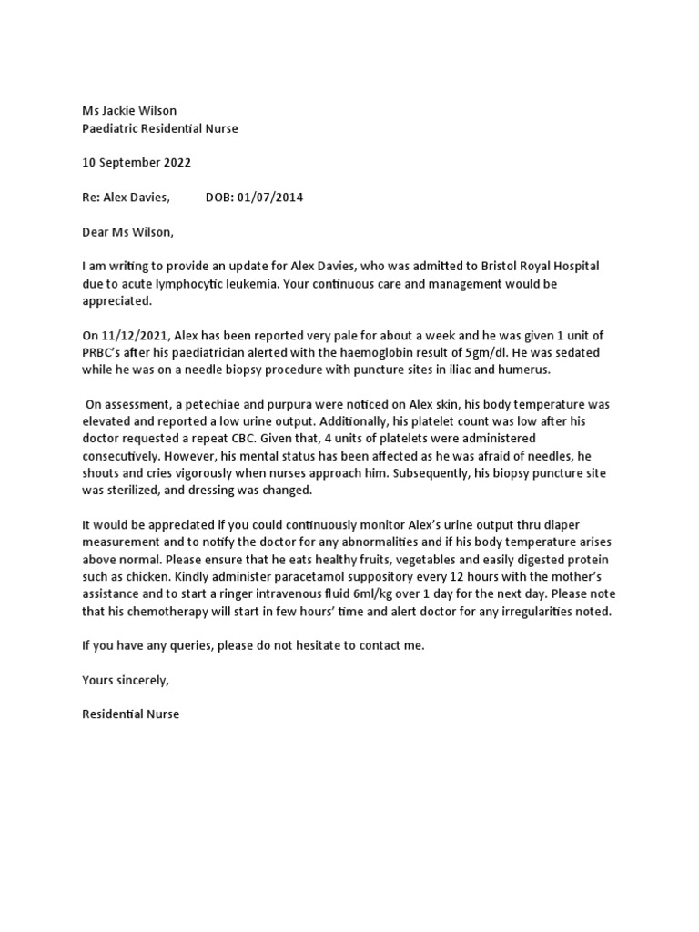 Alex Dvies-Update Letter | PDF