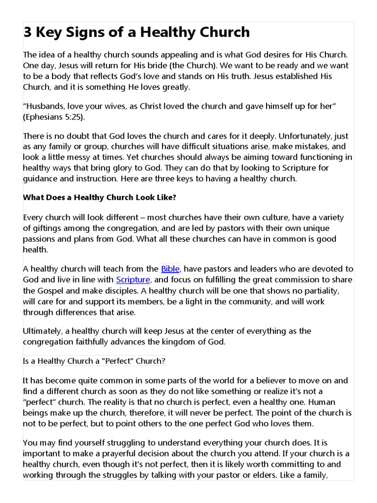 3 Key Signs of A Healthy Church | PDF