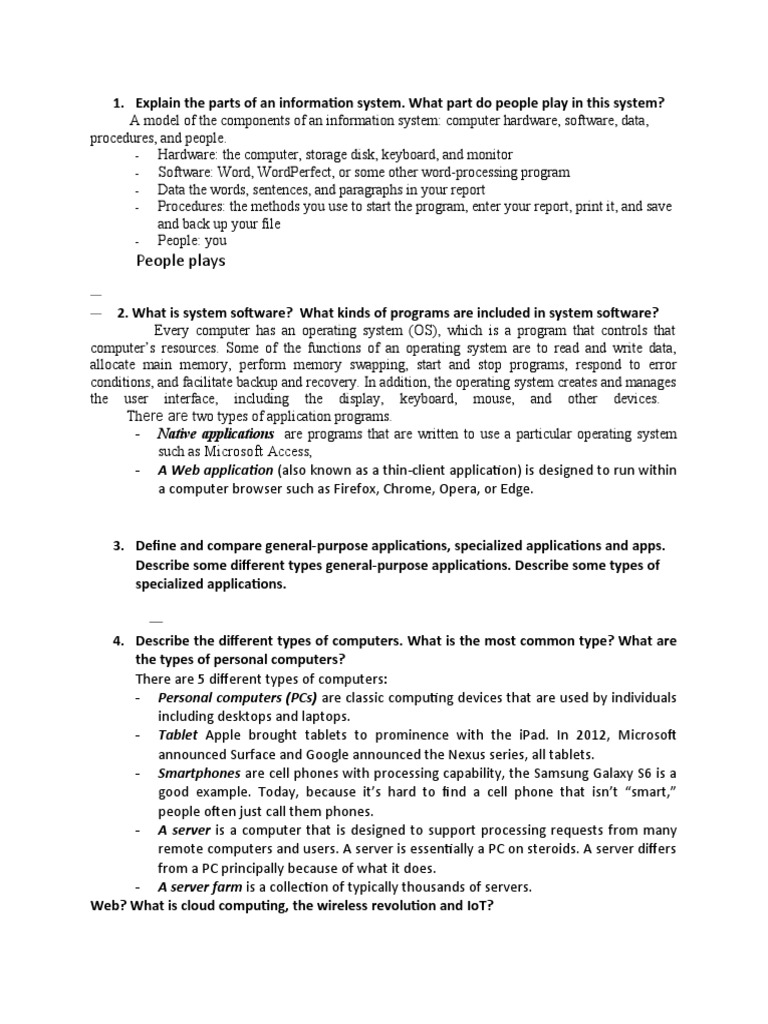 Key Components of Information Systems | PDF | Operating System ...