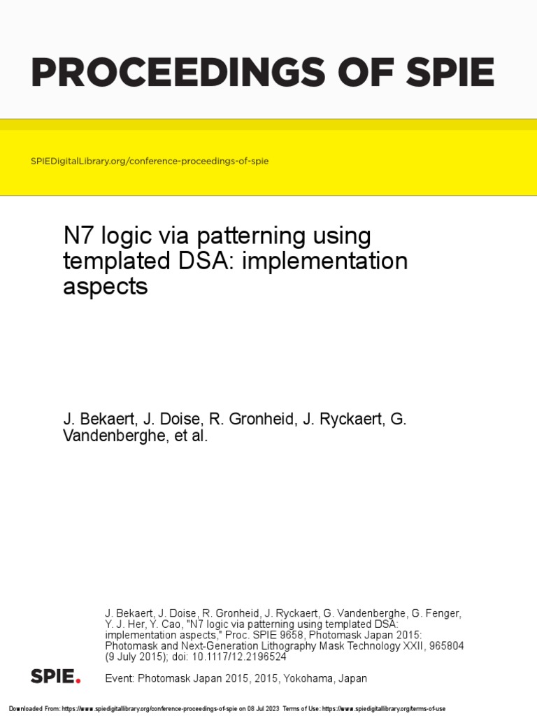 N7 Logic Via Patterning Using Templated DSA Implementation Aspects | PDF | Photolithography ...