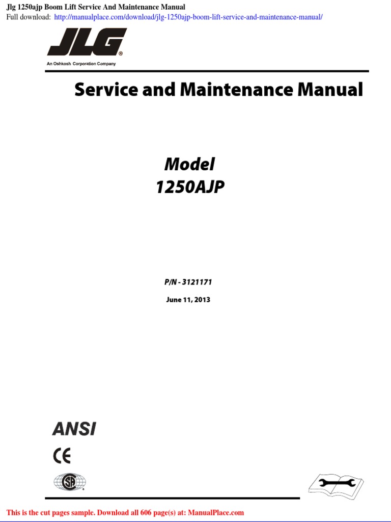 JLG 1250AJP Service & Maintenance Manual | PDF | Elevator ...