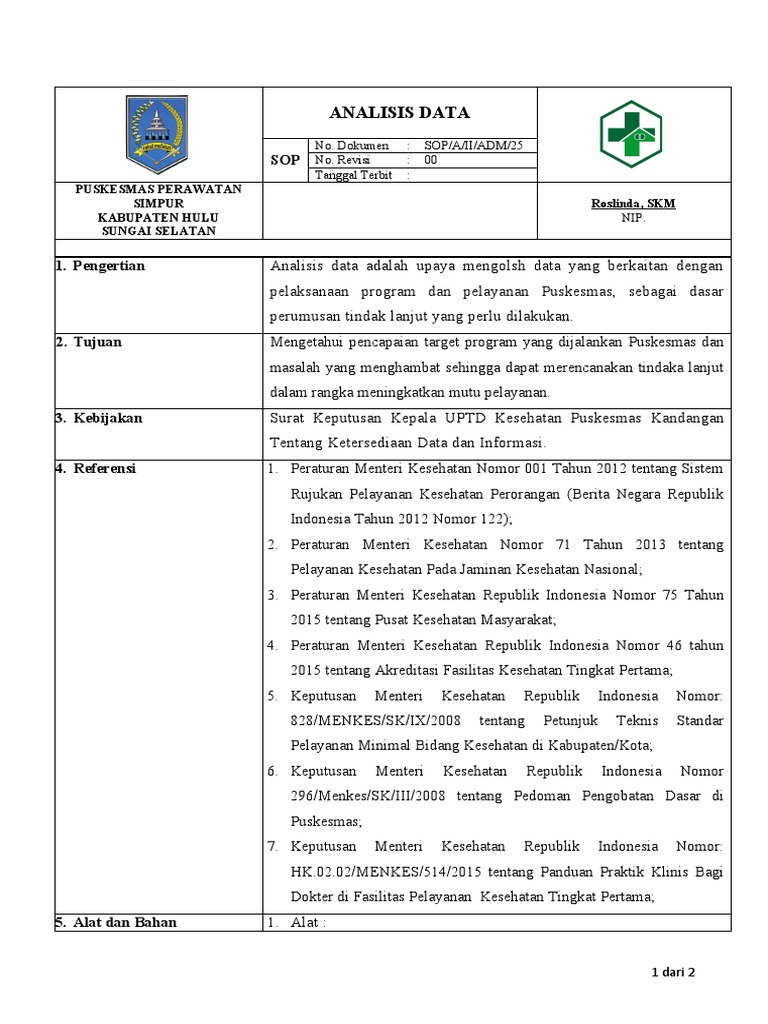 Sop Analisis Data | PDF