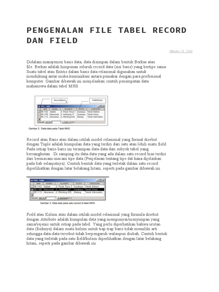 Pengenalan File Tabel Record Dan | PDF