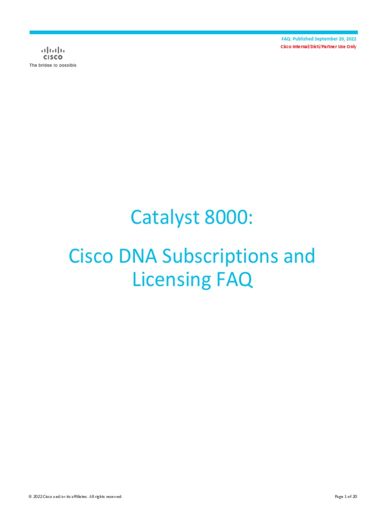 Catalyst 8000 DNA Subscriptions Licensing FAQ v2022!09!20 | PDF | Subscription Business Model ...