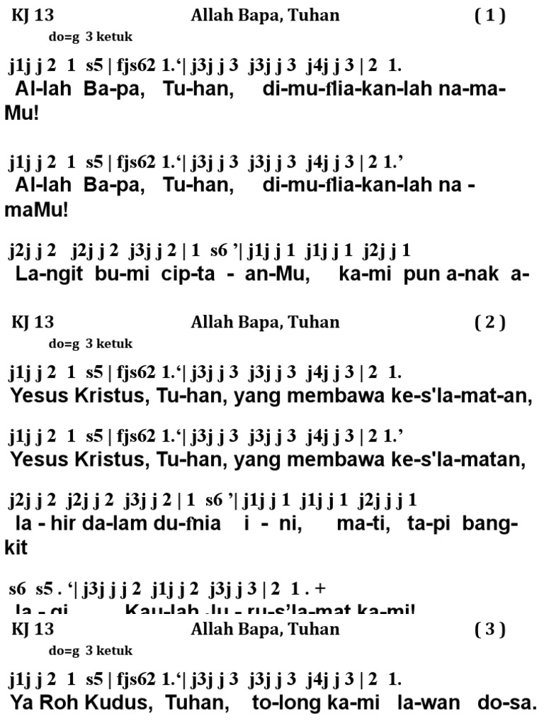 KJ 13 Allah Bapa, Tuhan | PDF