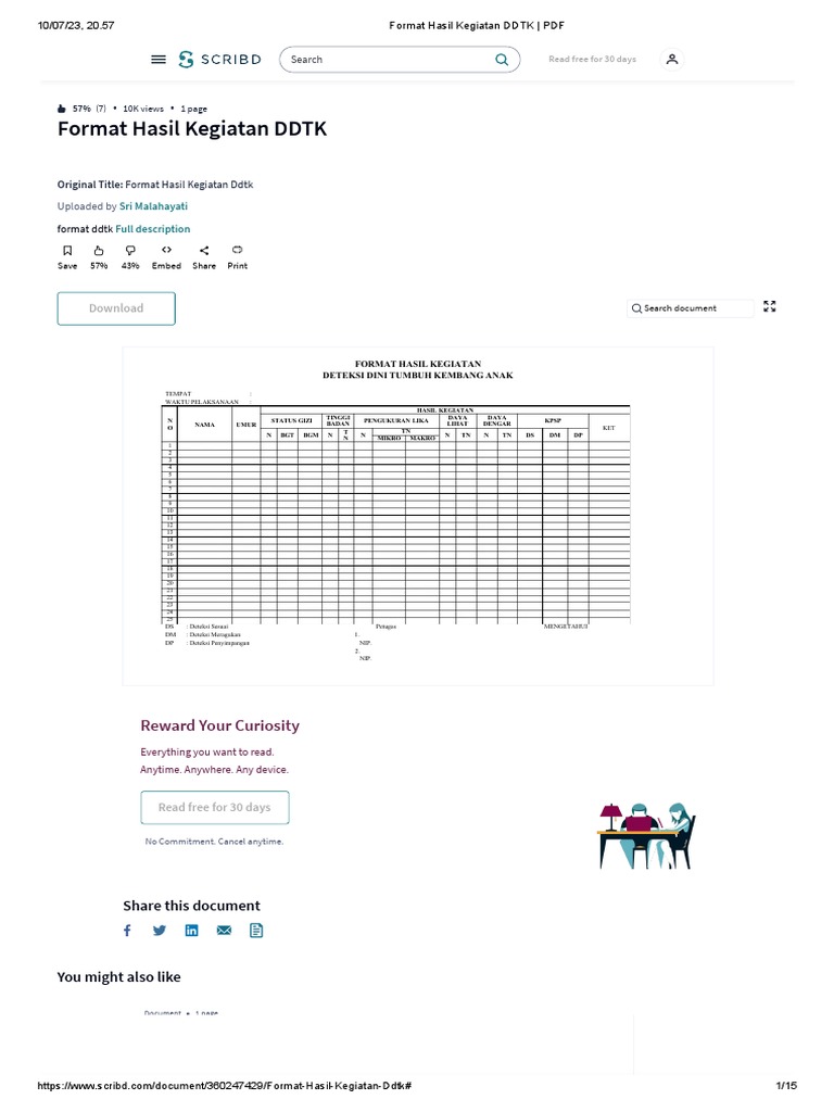 Format Hasil Kegiatan Ddtk Pdf Download Free Pdf Scribd Digital