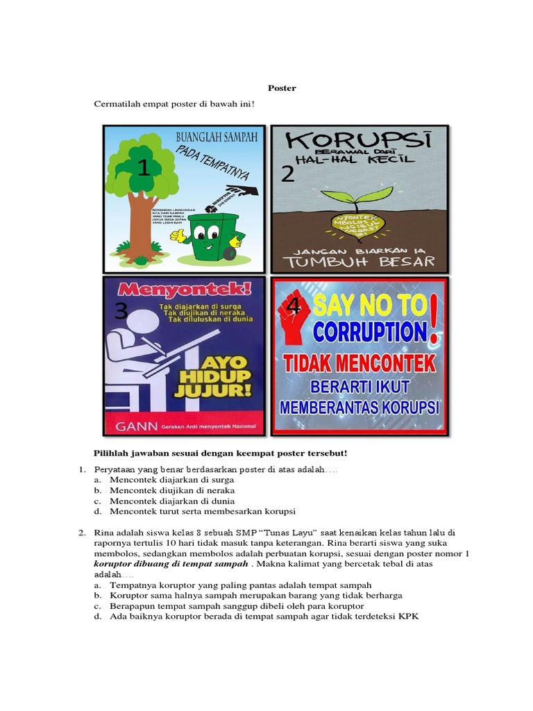Poster Edukasi Anti Mencontek dan Korupsi | PDF