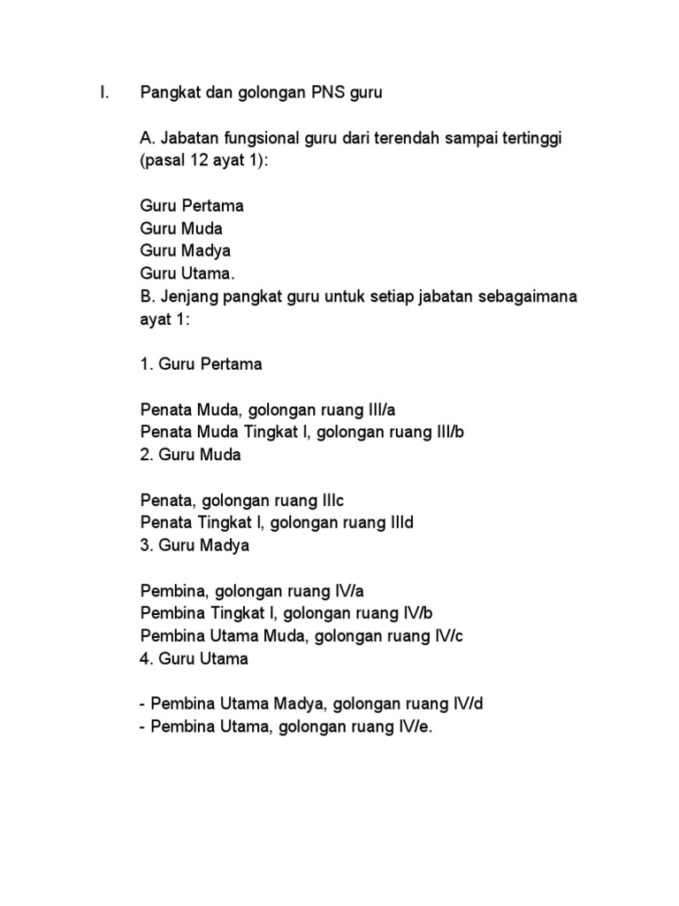 Pangkat dan Golongan PNS Guru | PDF