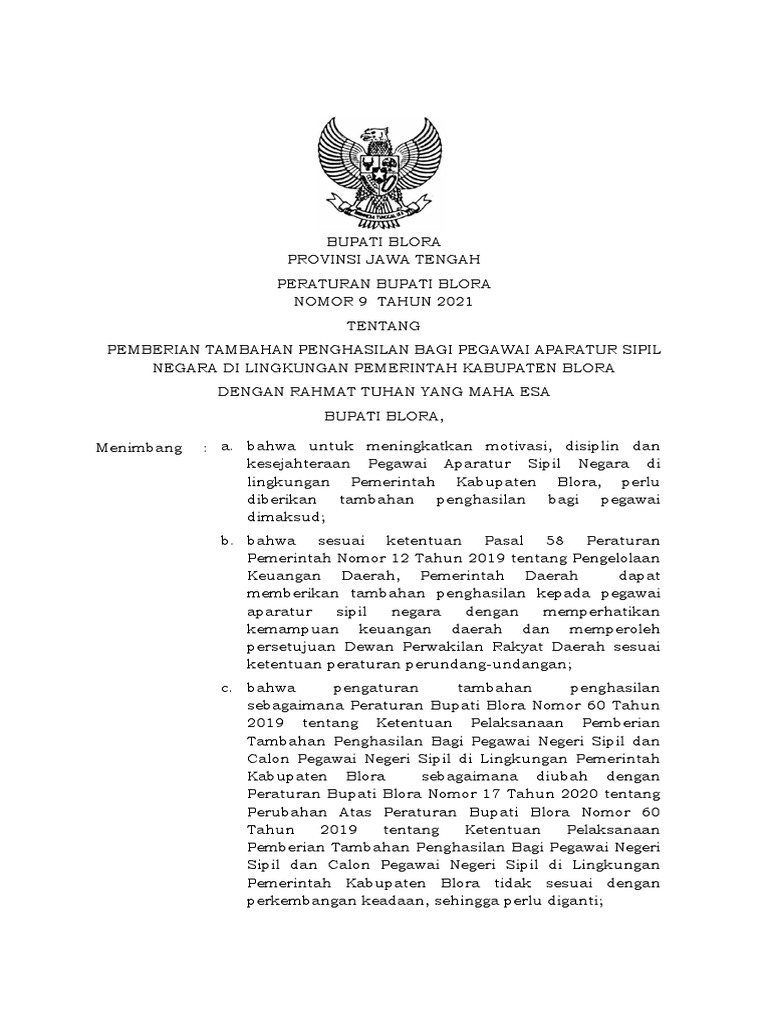 TPP ASN di Pemkab Blora 2021 | PDF