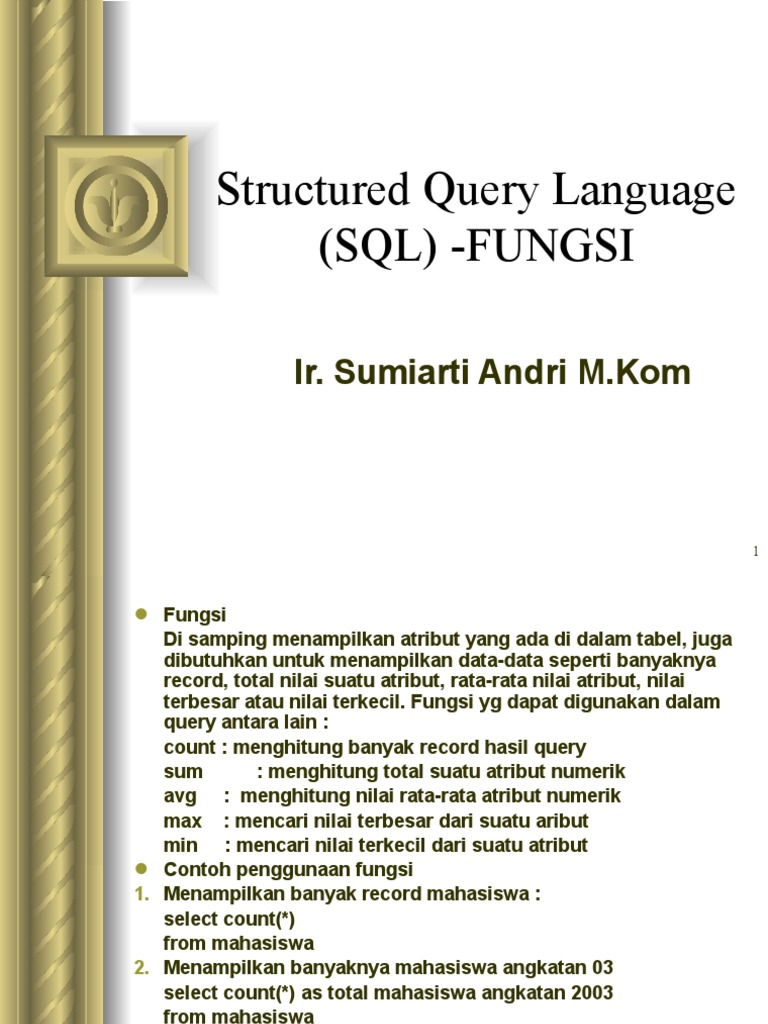 Fungsi SQL | PDF