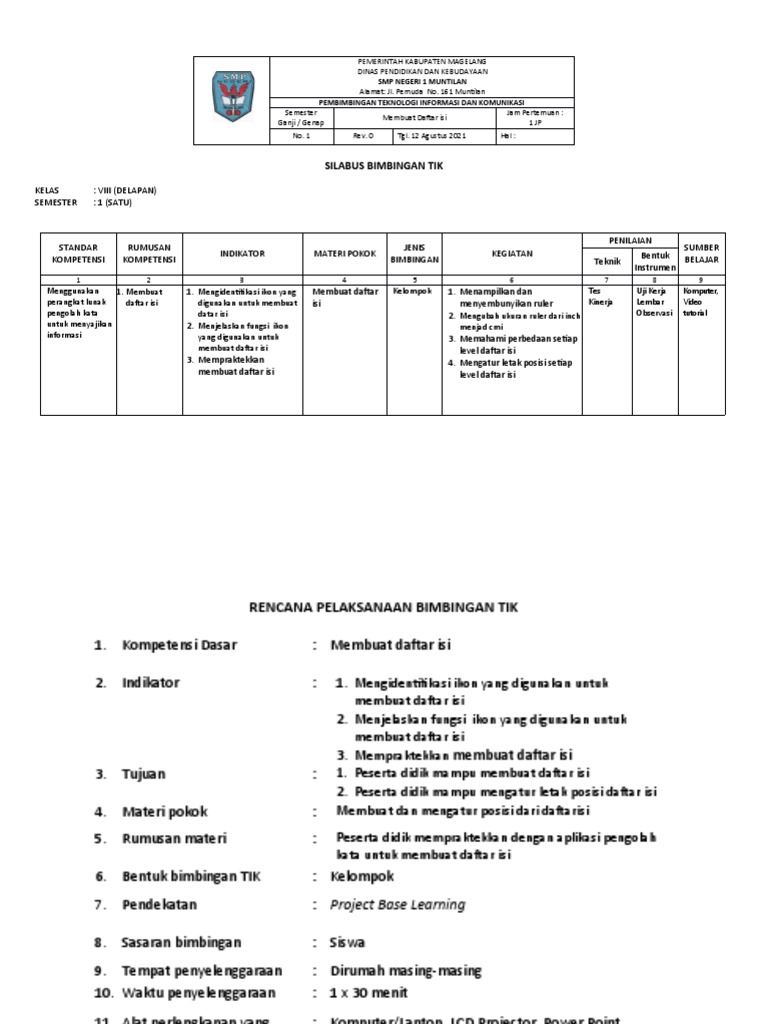 WPS 3 Silab. Rpp. Membuat Daftar Isi | PDF