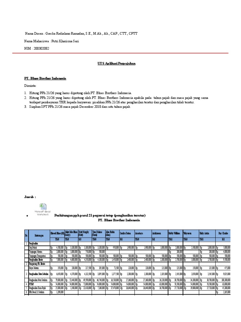 UTS Praktikum - Aplikasi Perpajakan - Putri Kharisma Sari - 200302082 | PDF