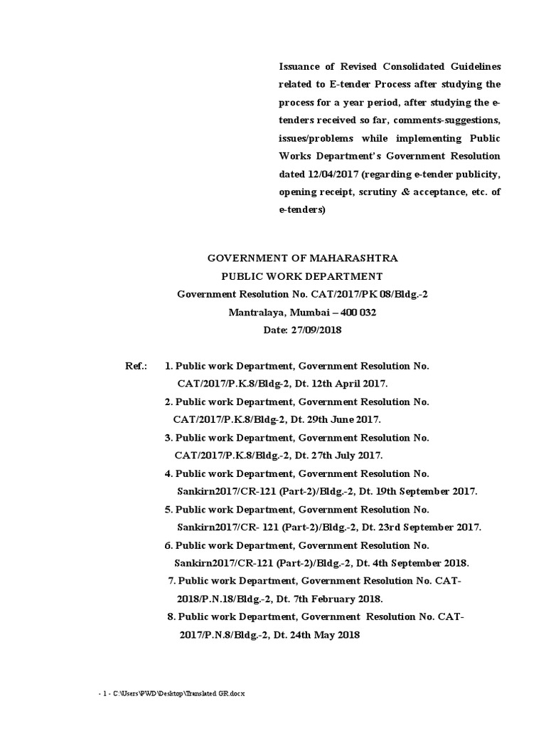 Revised E-Tender Guidelines for PWD | PDF | Newspapers | Business