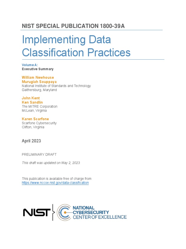 NIST SP 1800-39A: Data Classification Guide | PDF | Computer Security ...