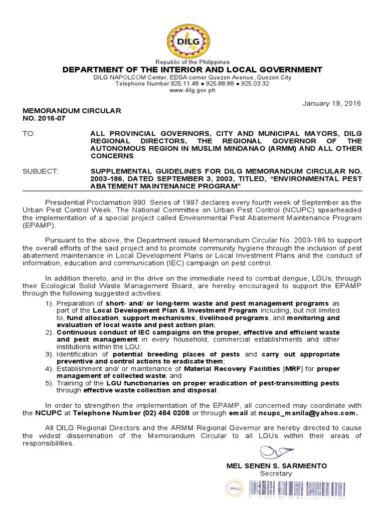 DILG Memo Circular 2016-07 | PDF