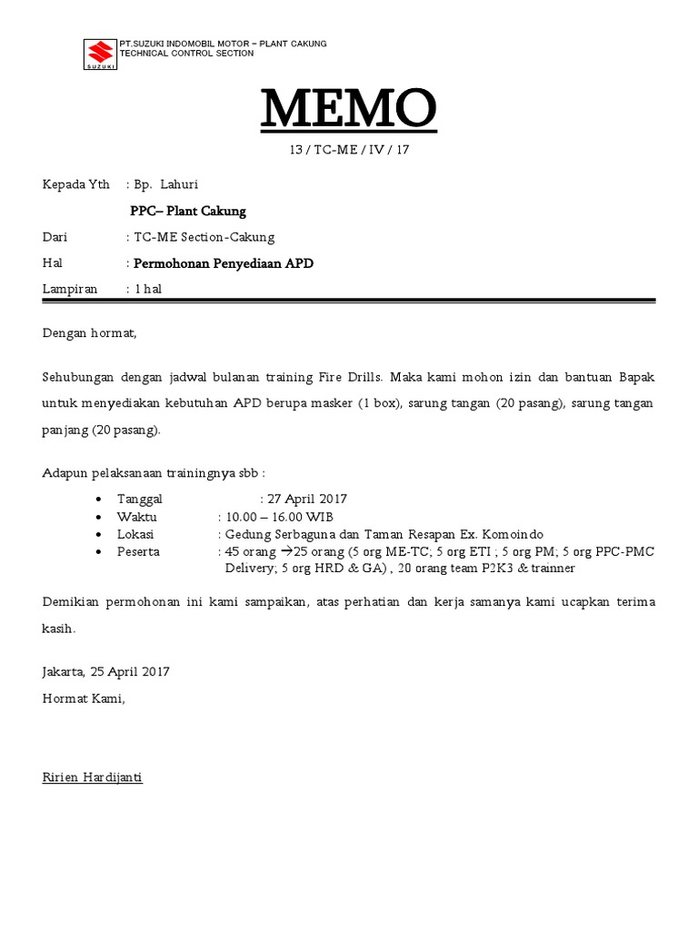 Permohonan APD untuk Fire Drills | PDF