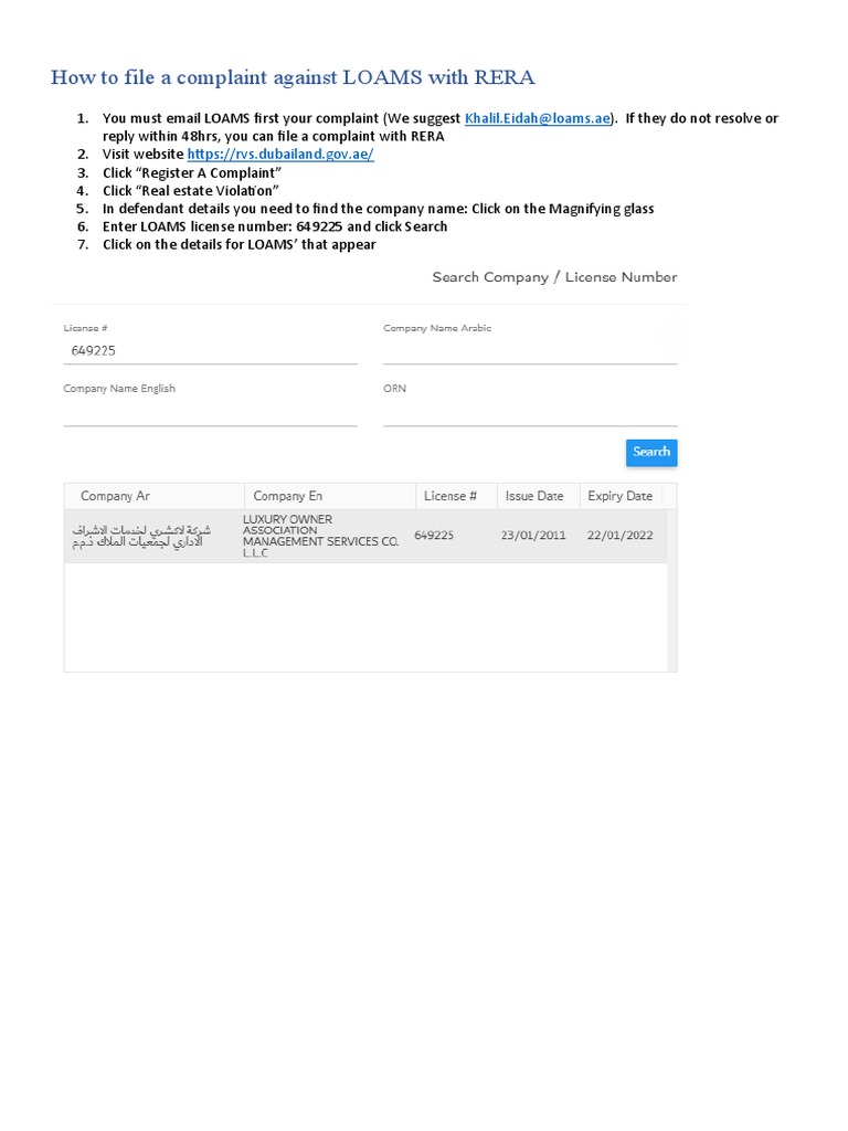 How To File A Complain Against LOAMS With RERA | PDF | Law