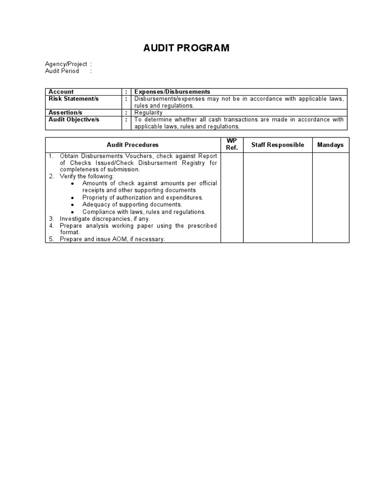 Audit Program (Expenses) | PDF