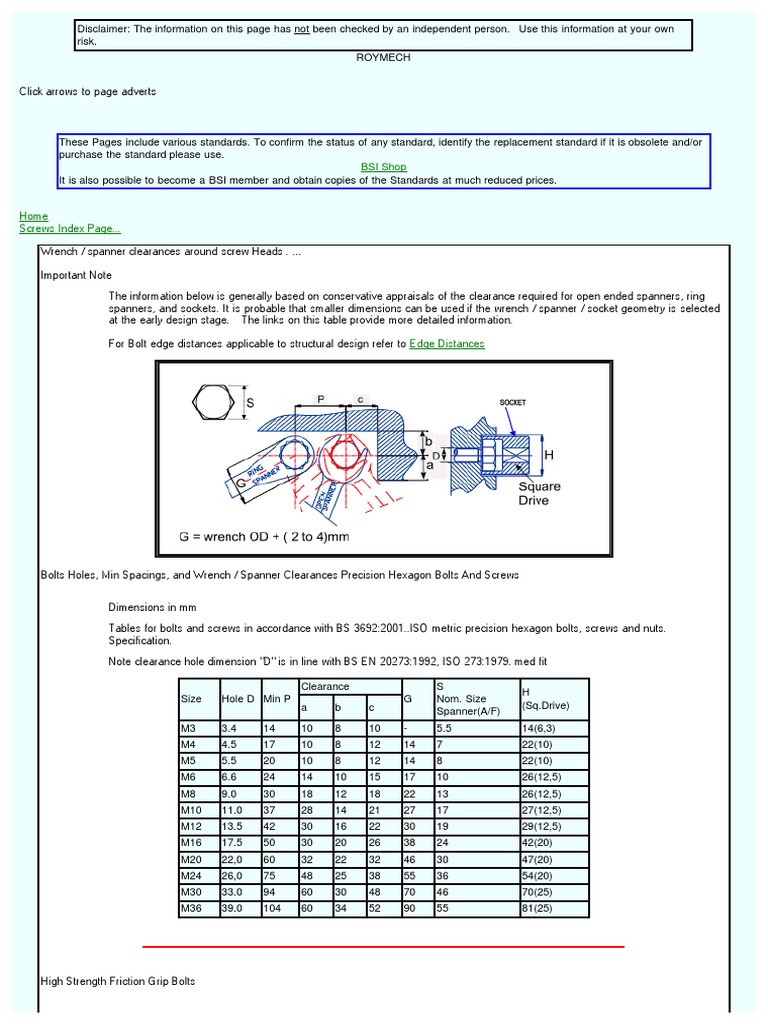 Wrench Clearances | PDF | Screw | Engineering Tolerance