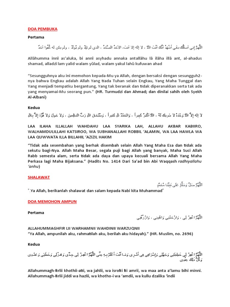 Pertama: Doa Pembuka | PDF