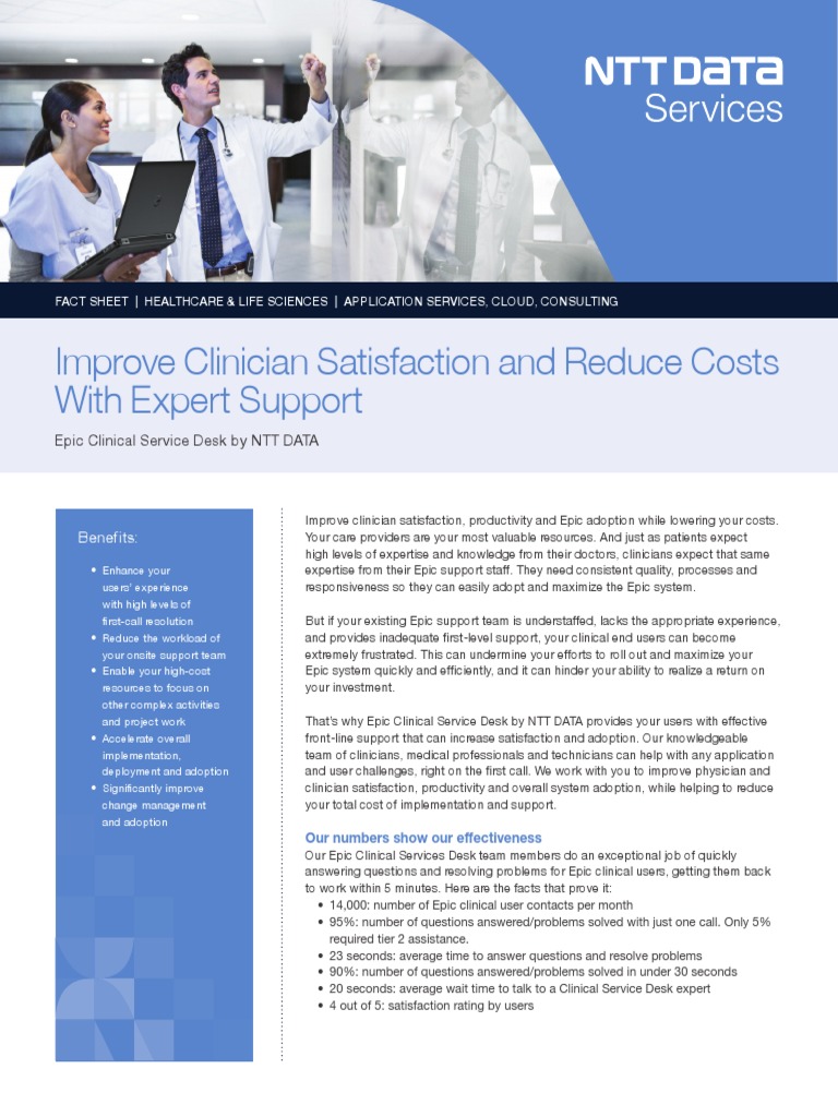 Hcls Epic Improve Clinician Satisfaction and Reduce Costs Fact Sheet ... Hcls Epic Improve Clinician Satisfaction and Reduce Costs Fact Sheet ...