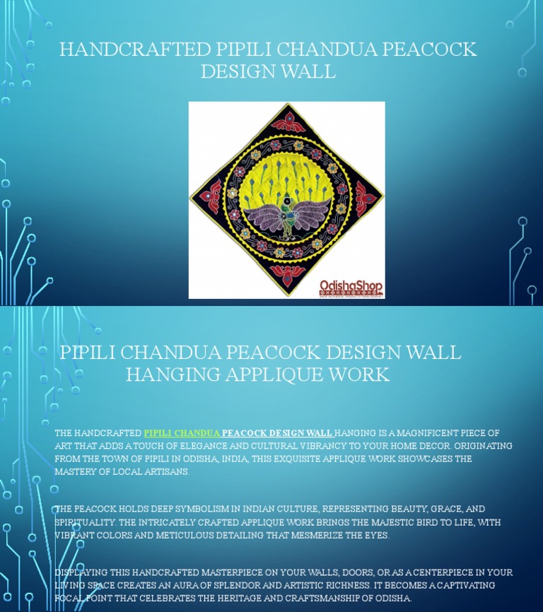 Handcrafted Pipili Chandua Peacock | PDF | Home & Garden | Art