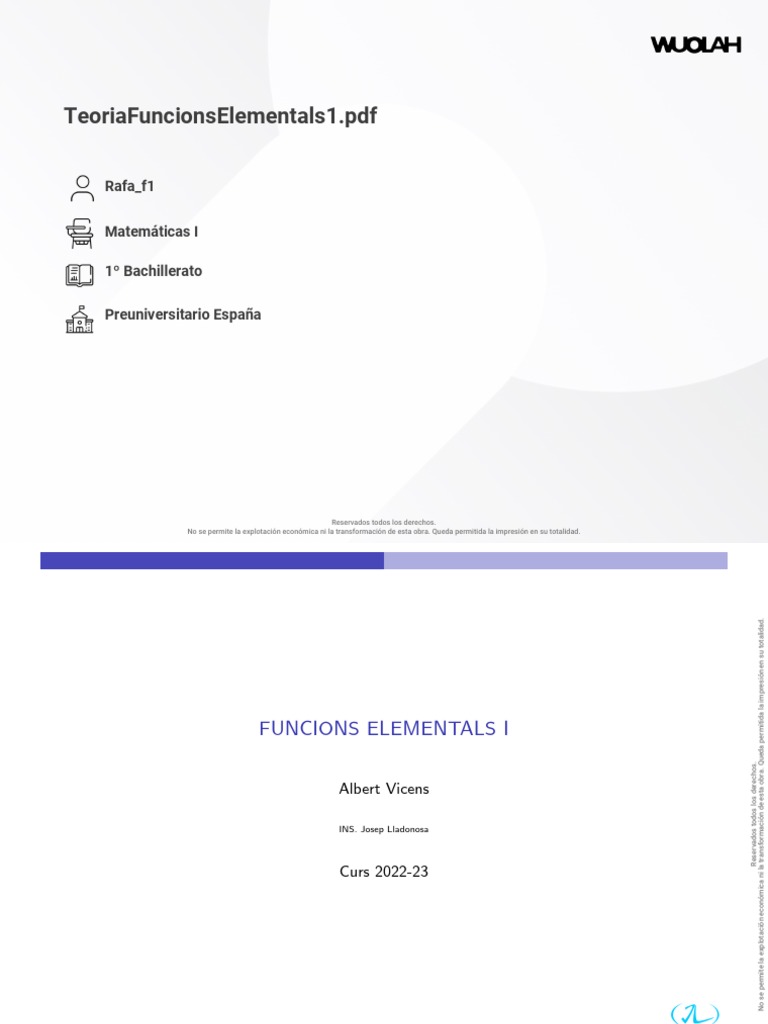 Teoria Funcions Elementals 1 | PDF