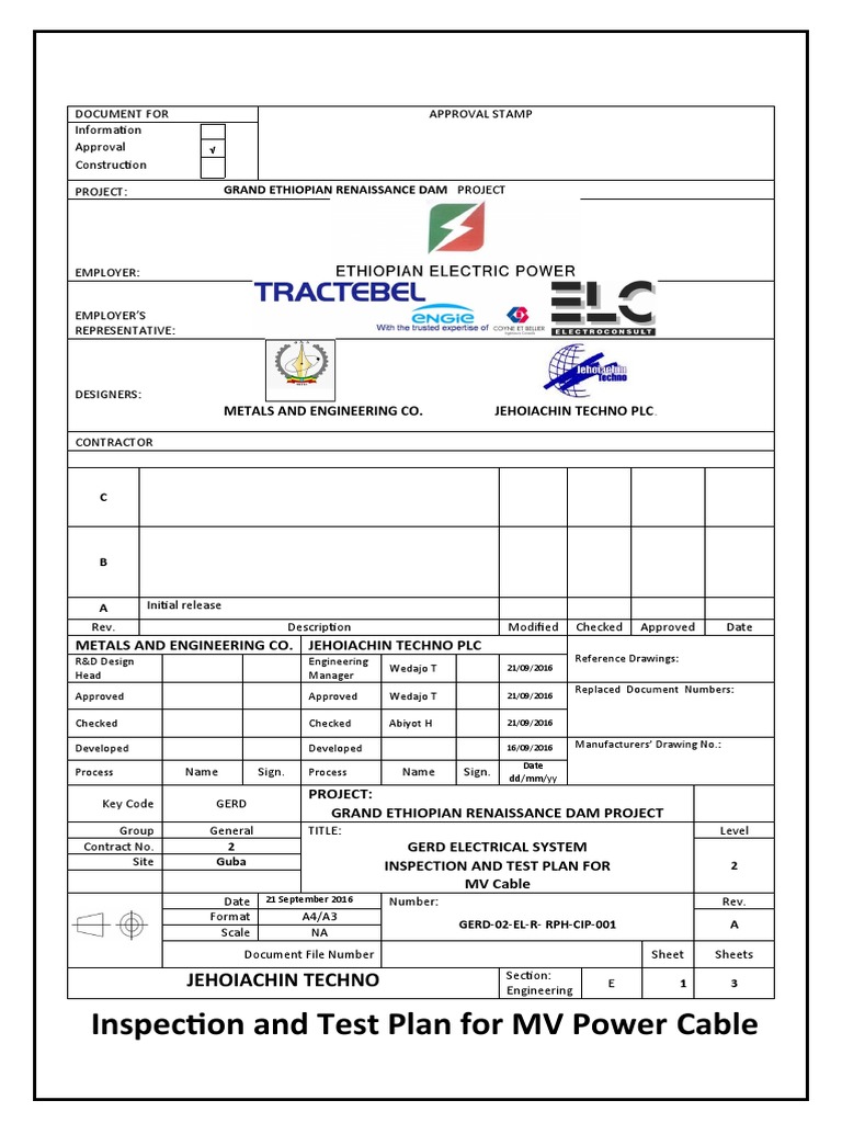 GERD-02-EL-R-RPH-CIP-001-A-Inspection-and-Test-Plan-for-MV Power-Cable ...