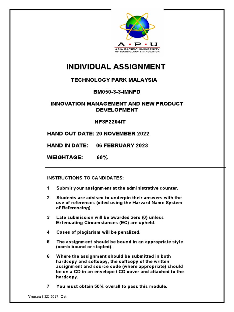 Individual Assignment Cover | PDF