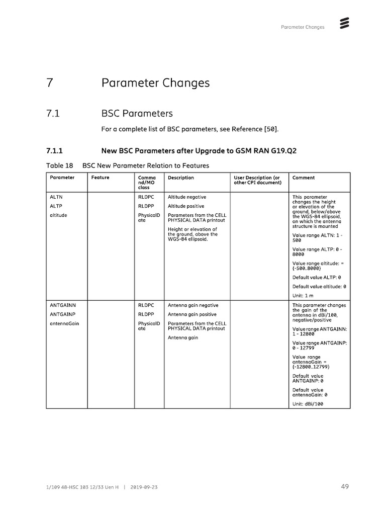 Parametre Change BSC Ericsson | PDF