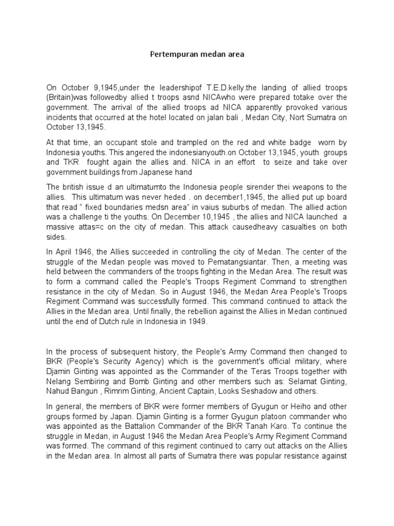 Pertempuran Medan Area (Teks Inggris) | PDF | Battles And Operations Of ...