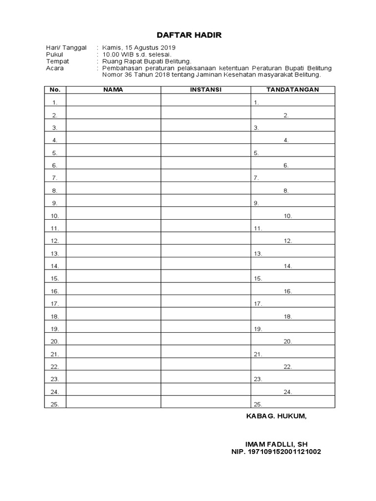 Absen Rapat 2019 | PDF