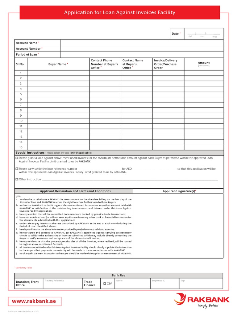 Loan Application for Invoice Financing | PDF | Invoice | Procurement
