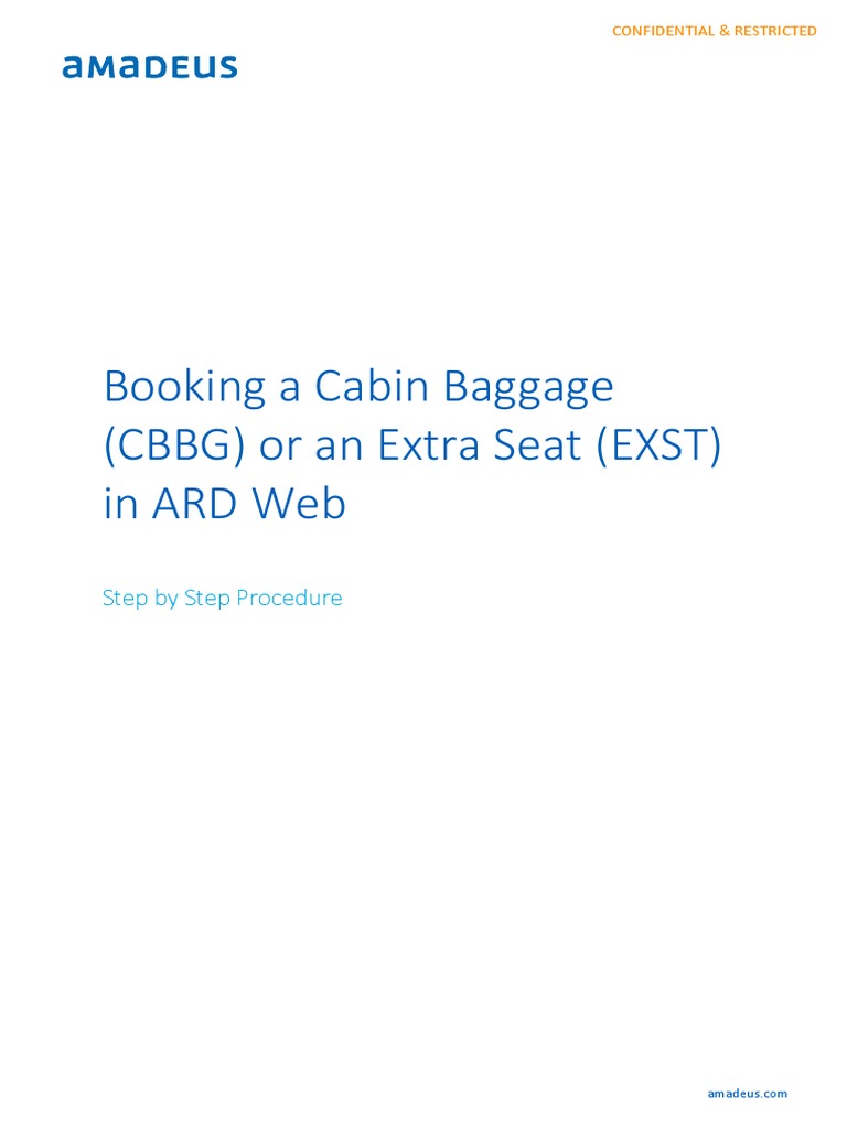 ARD Web - Cabin Baggage (CBBG) and Extra Seat (EXST) Booking V3 | PDF ...