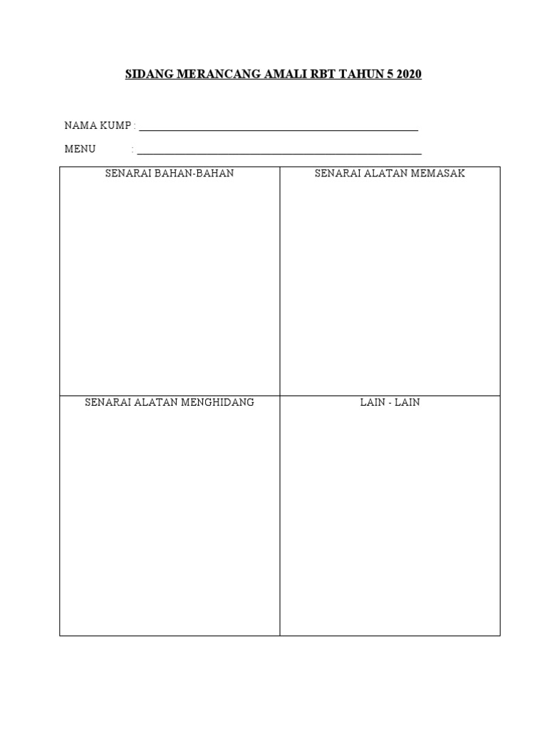 Sidang Merancang Amali RBT Tahun 5 2020 | PDF
