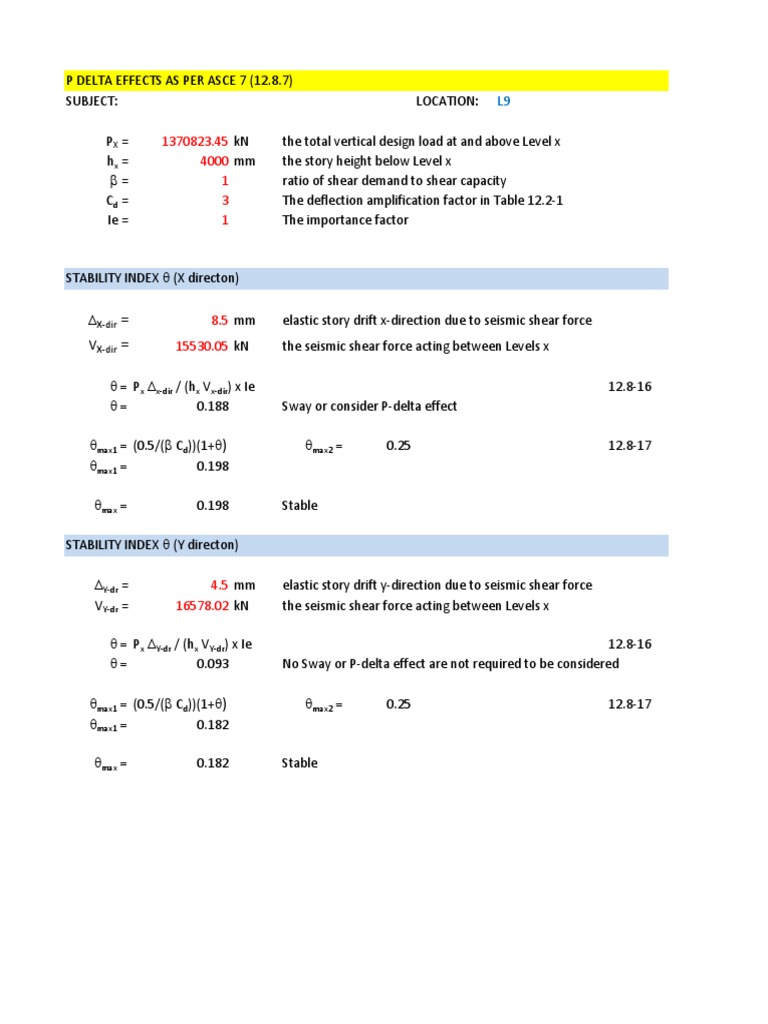ASCE7-Stability Index (ESF 2016) | PDF