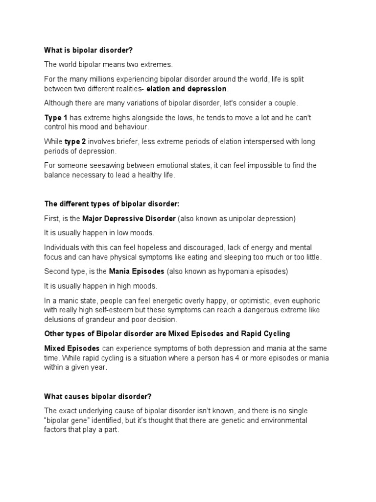 SCRIPT (Bipolar Disorder) | Download Free PDF | Bipolar Disorder | Mania